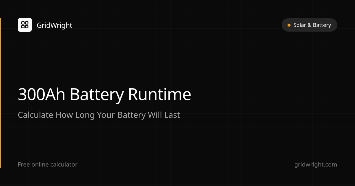 300Ah Battery Runtime Calculator - How Long Will It Last? | GridWright
